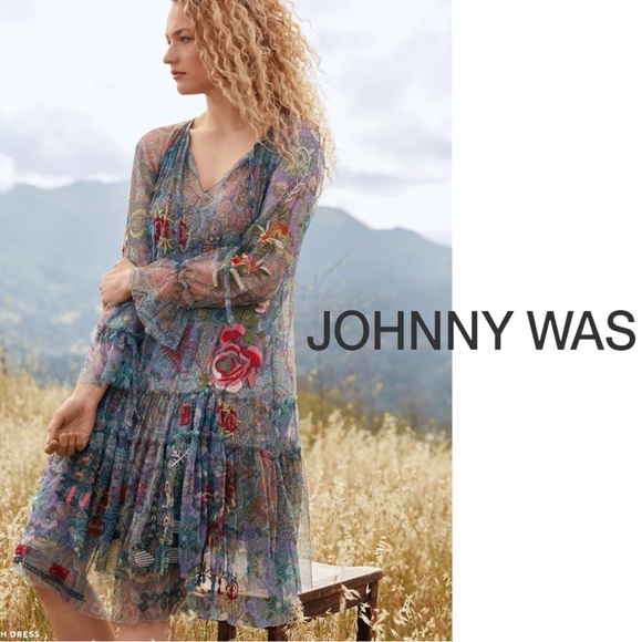 Johnny Was | Dresses | Biya Johnny Was Wilde Mesh Embroidered Floral ...